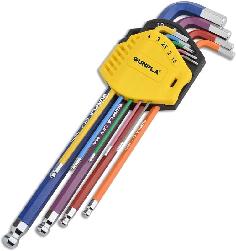 Gunpla 六角棒レンチセット ボールポイント 六角レンチ 9本組 1.5-10mm材質：熱処理されたクロムバナジウム鋼材、強度は52-55HRCです。ケース：安全でしっかりとしたケースを採用して、逆さまにしても落ちないです。色：カラーフ...
