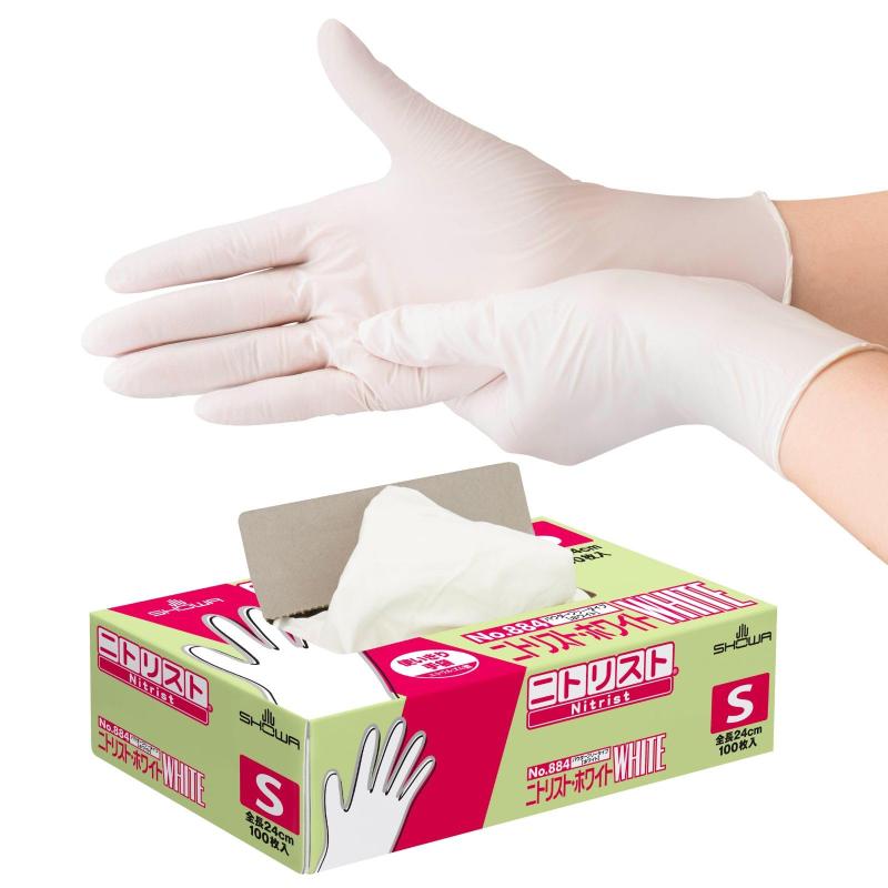 ショーワグローブ(Showaglove) 【ニトリル手袋・食品衛生法適合】No.884 ニトリスト・ホワイト 100枚入 Sサイズ 1函 左右兼用 パウダーフリー ラテックスフリー 使い捨て通年用対象性別: unisex対象年齢: 大人パッ...