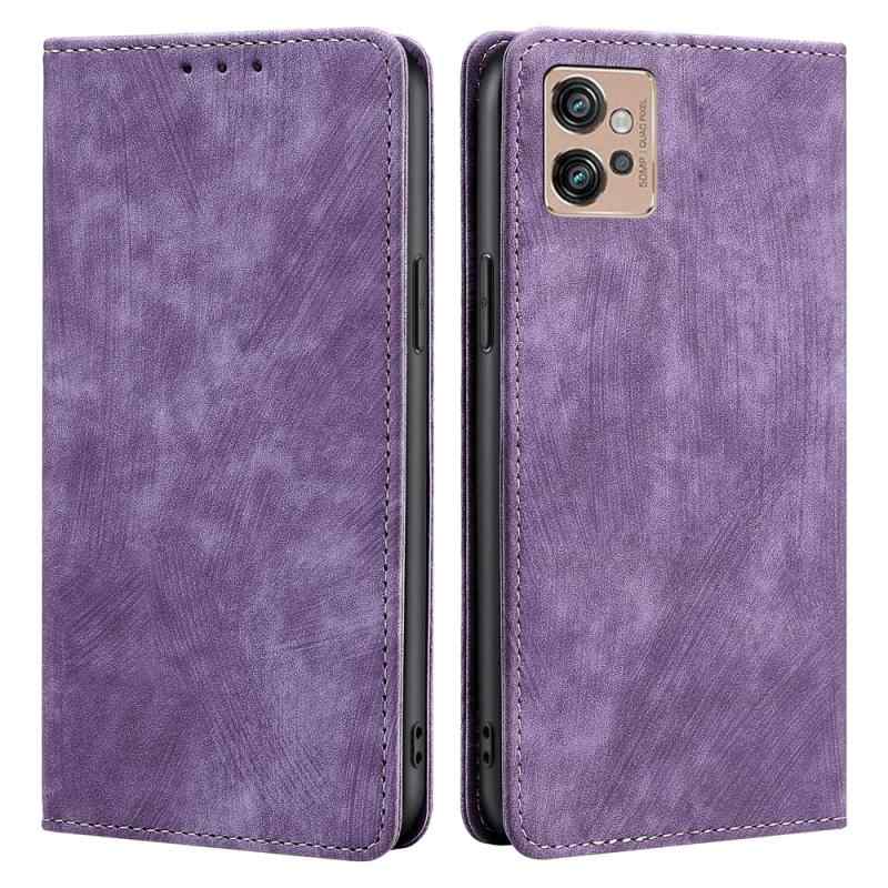 AiMaoo Motorola Moto G32 対応 ケース 防塵 耐衝撃 傷つけ防止 軽量 手作り PUレザー カード収納 RFID磁気防止 マグネット スタンド機能 ケース 手帳型 Motorola Moto G32 用 (パープル)...