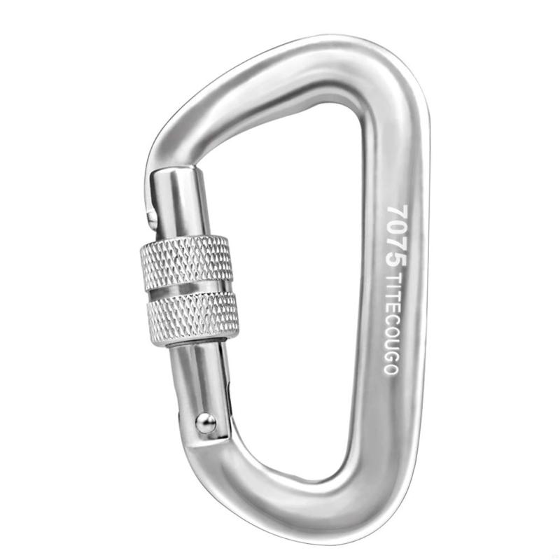 TITECOUGO スクリューロックカラビナ 12Kn アルミ合金 カラビナ 1200Kg ねじ式 Dリング 登山釦 超軽量 キーホルダー ハンモック キャンプ パックフック 荷重 アウトドア 脱落防止 [シルバー・1 個]重量: それぞれ...