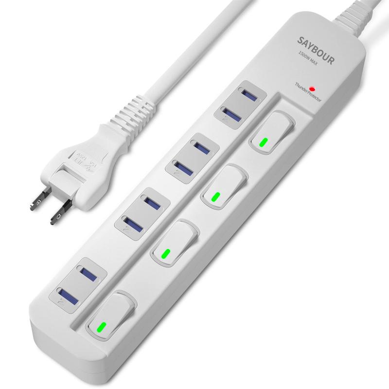 SAYBOUR 電源タップ 雷ガード 個別スイッチ 節電タップ おしゃれ省エネ ACコンセント 4個口LED PSE認証済 延長コード(3m, ホワイト)「コンセントを増やして有効活用」AC4個口の延長コードで、足りないコンセントを増設。1...