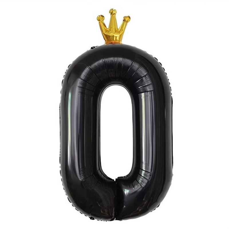 PomeloCoto 0数字 バルーン黒 大きい誕生日 飾り付け, 100cm王冠黒風船 数字0スウジ バルーン オオキイ 記念日/カーニバル/卒業式/プロポーズ/写真撮影用小道具カラフルな数字風船で、あなたのパーティーを彩りましょう。 誕...