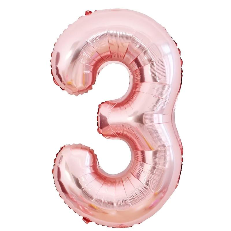 PomeloCoto 3数字 バルーンローズゴールド 小きい誕生日 飾り付け3歳, 86cmローズゴールド風船 数字3スウジ バルーン オオキイ 記念日/カーニバル/卒業式/プロポーズ/写真撮影用小道具カラフルな数字風船で、あなたのパーティ...