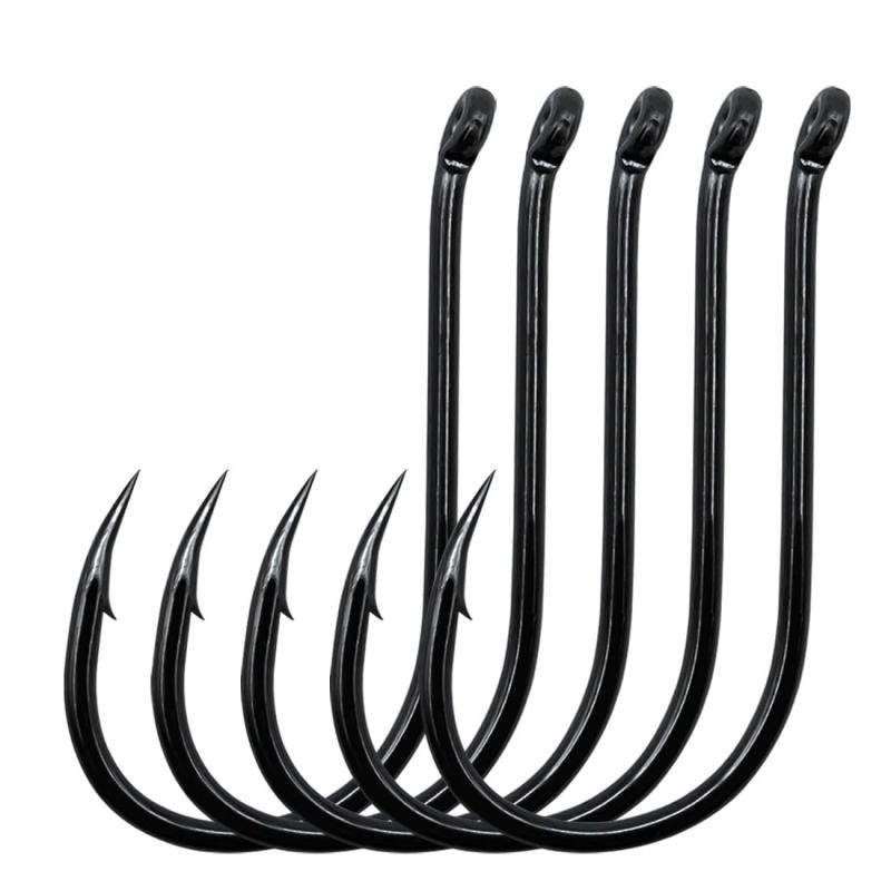 9KM DWLIFE管付チヌフック（黒） 100本 ワームソフトベイトフック 高炭素鋼 Octopus くちばしフック カープ 釣りジギングフック バーブ付き チヌ針 9#[魚を逃がさない] 鋭いフックと完璧なフックの形状は、繰り返しテスト...