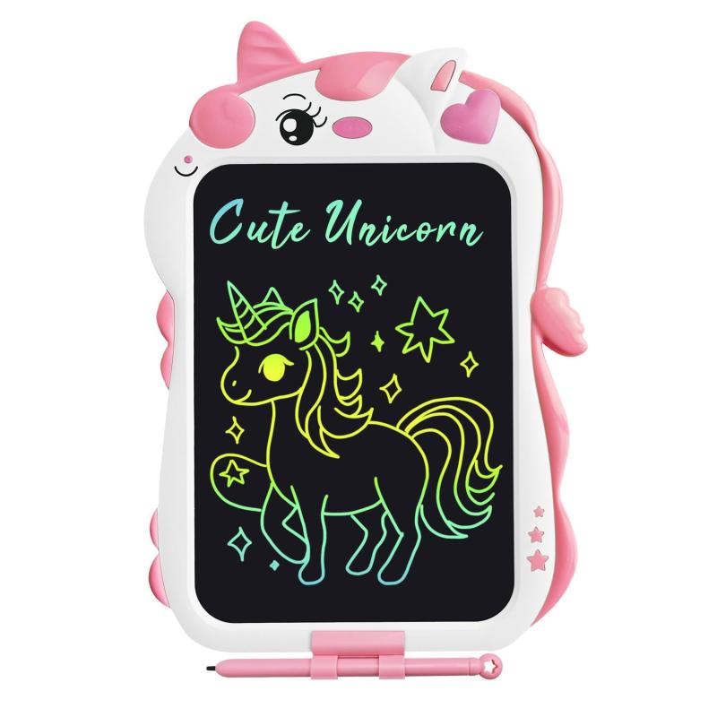 POPERFUN 8.5インチLCDお絵描きボード ユニコーン 電子メモパッド 子供 おもちゃ お絵かき ブギーボード お絵かきボード 女の子 男の子 学習 誕生日 クリスマス プレゼント ピンク【かわいいユニコーンお絵かきボード】POPE...