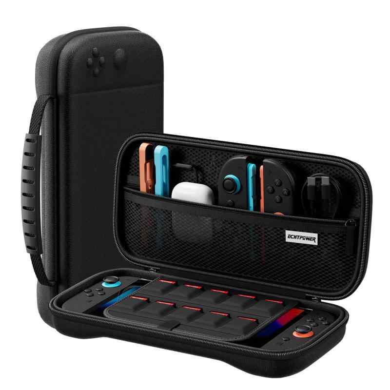 ECHTPower Switch 2 ケース 収納 キャリングケース 収納バッグ 高密度EVA ナイロン素材 防水 防塵 耐衝撃 大容量 ゲームカード12枚 スロット 外出/旅行用 全面保護 小物収納 持ち運び スイッチ2用 【抜群な収納力...