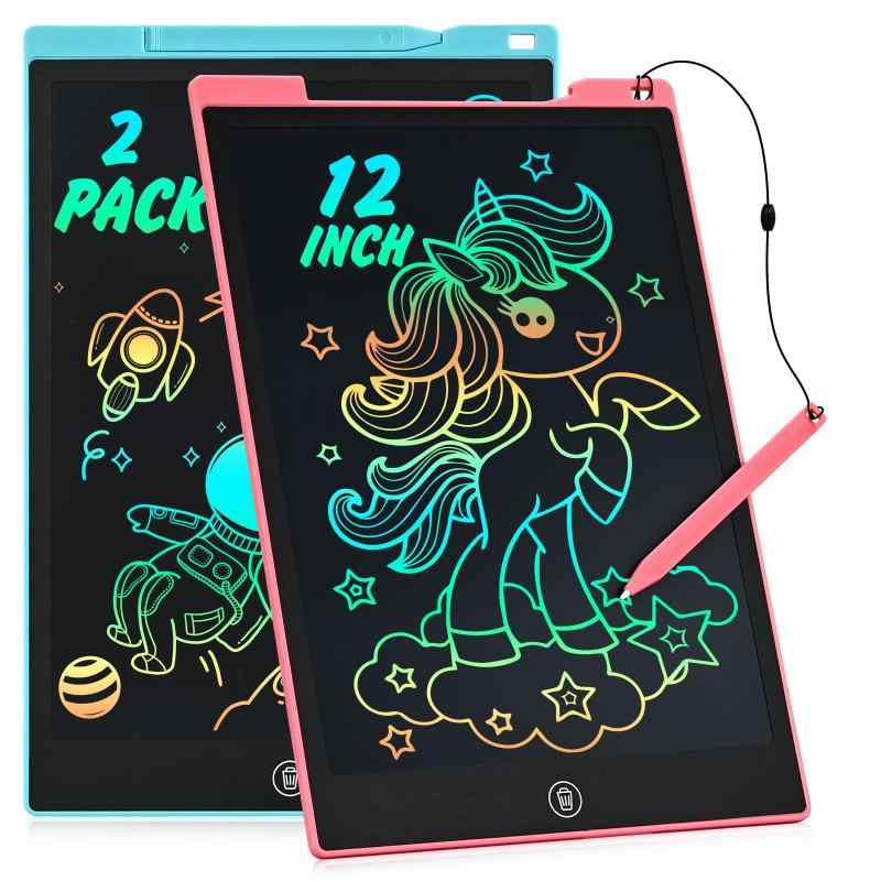 Cimetech お絵かきボード 12インチ(2個) 子供のおもちゃ電子メモ帳 3～8歳女の子 男の子 イースターの贈り物 こどもの日の贈り物 誕生日プレゼント 節日の贈り物 - ピンク色 &amp; 青色【目の保護カラースクリーン】子供用...