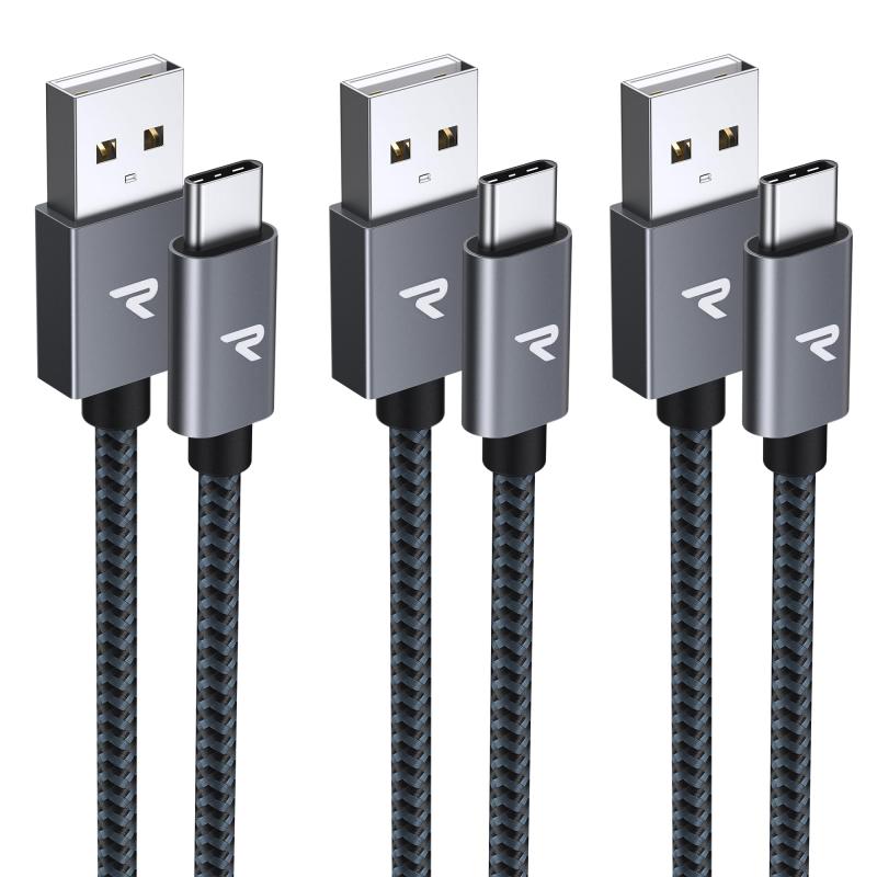 【0.2m+1m+2m 3本/黒】RAMPOW usb c ケーブル タイプc ケーブル 15W急速充電 QuickCharge3.0対応 USB2.0規格 iPhone17/Air/16/16e/15 充電 Sony Xperia/Sam...