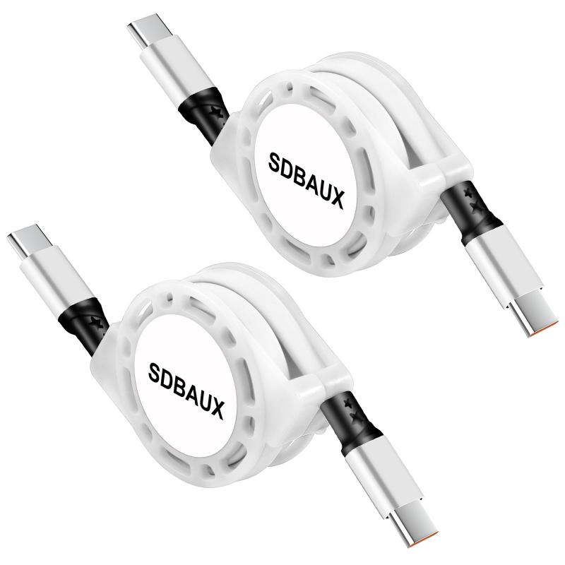 USB-C &amp; USB-C ケーブル 巻き取り充電ケーブル 60W USB PD対応 iPhone 17/16/15 Pro Max iPad Pro MacBook Pro/Air Galaxy Pixel Sony Xperia...