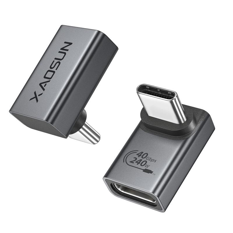 XAOSUN USB C 上下 L字 変換アダプタ 2個セット 240W充電 オス メス USB4 Type C 40Gbps Thunderbolt 4対応 Steam Deck、MacBook Pro/MacBook Air/iPad ...
