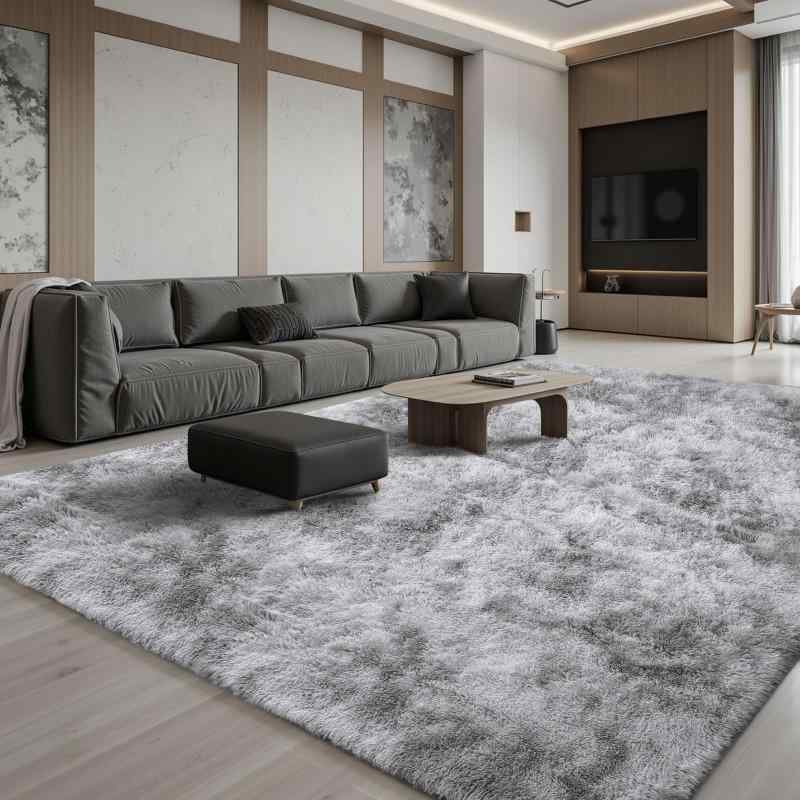 ラグマット カーペット 120x160cm 全厚約5cm 滑り止め付 洗えるラグ 抗菌 ふわっと手触り 防音絨毯 オールシーズ おしゃれなライトグレ【カーペットの仕様】- 長方型ラグのサイズ：120×160cm / 160×230cm / ...