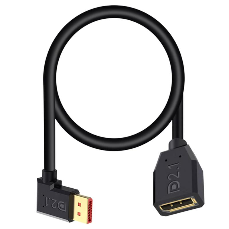 Poyiccot 16K DisplayPort 延長ケーブル、54Gbps Displayport 2.1 延長ケーブル、左向き L字 L型 DP-DP オス-メスコードHDCP互換性を備えた16K@60Hz、8K@60Hz/120Hz、...