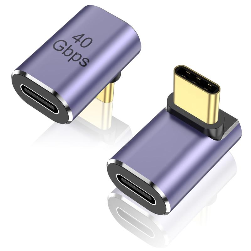 【2個】Type C 変換アダプタ USB4.0 PD100W/5A急速充電 8K@60Hz映像出力 最大40Gbps と高速データ転送 直角 Thunderbolt 3 、Mac Book Pro 、SwitchなどのType C機器に対...