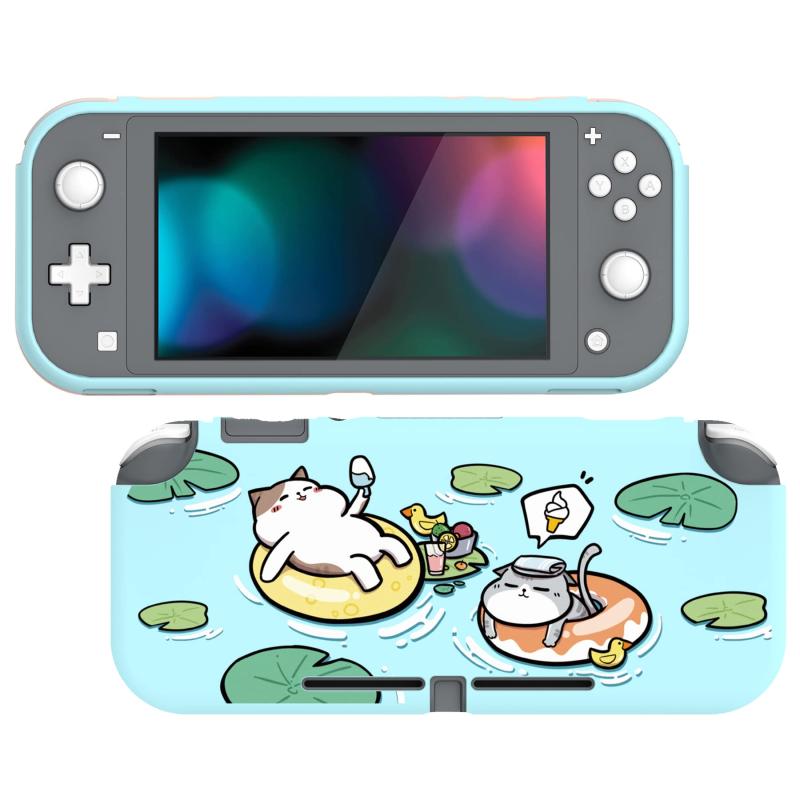 PlayVital Switch Liteに対応するカスタム保護ケース（ソフト）、Switch Liteに対応用ケースカバー（ソフト）、スイッチライト用保護カバー【泳ぎネコ】保護ケースを取りは外さなくてスイッチをカスタマイズしました。Swi...