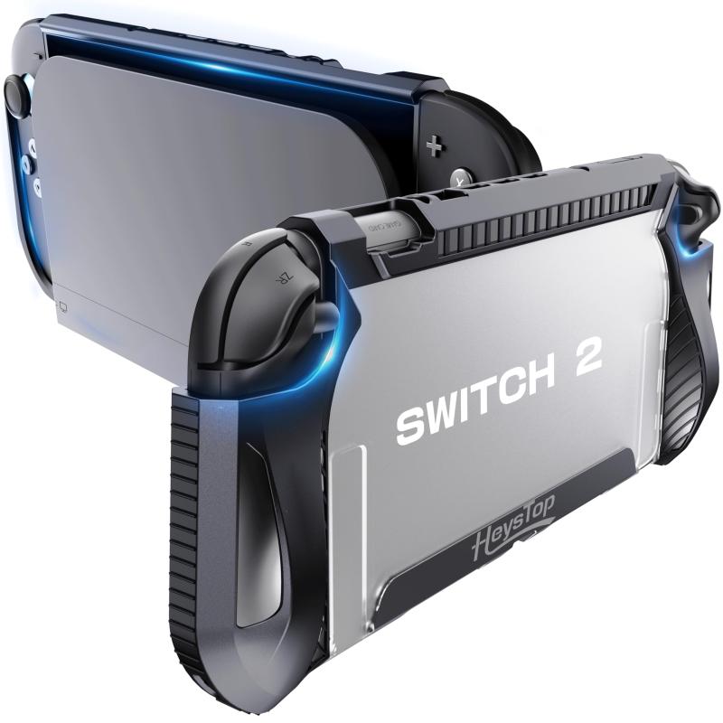 HEYSTOP Switch2 カバー 保護 Switch2 対応 Switch 2 カバー＋Switch2ガラスフィルム1枚＋親指キャップ+アルコール綿 防塵 防汚 耐衝撃 着脱簡単 全面保護 軽量 薄型 透明 滑り止め ソフト/ケーブル...
