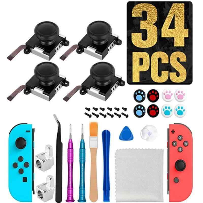 ジョイコン 修理パーツ【最新改良34n1】Joy-Con修理キット スイッチ交換用パーツ Switch対応 Switch 有機ELモデル対応 スイッチ スイッチ スティック4個入 2.0Yドライバー／1.5＋ドライバー付き 簡【改良されたド...