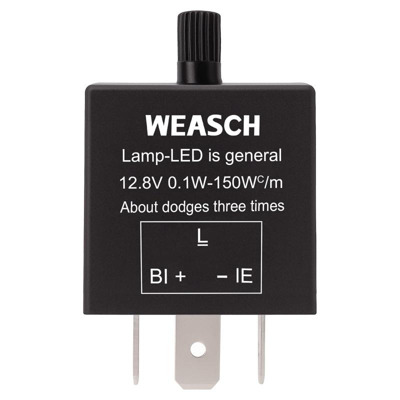 Weasch LED フラッシャーリレー, CF-13KT, 12V 3 ピン, 0.1W-150W c/m, ユニバーサル電子調整可能周波数ターンシグナルライトブリンカーフラッシャーリレー定格電圧: 12VDC; 動作電圧: 11V-15...