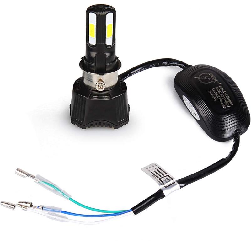 バイクLEDヘッドライト H4 H6 PH7 PH8対応 直流交流兼用 Hi/Lo切替-POOPEE DC&amp;AC 42W 9-24V COB 4面発光 4600lm 6500K 冷却ファン内臓 防水 オートバイ 取付簡単 砲弾型【超...
