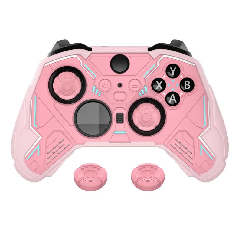 PlayVital Stellar Mecha Xbox Elite Series 2 対応 シリコン保護カバー Xbox Elite 2 対応滑り止めグリッププロテクター サムグリップキャップ2個＆ステッカーシール付属 メカニカルピンク対...