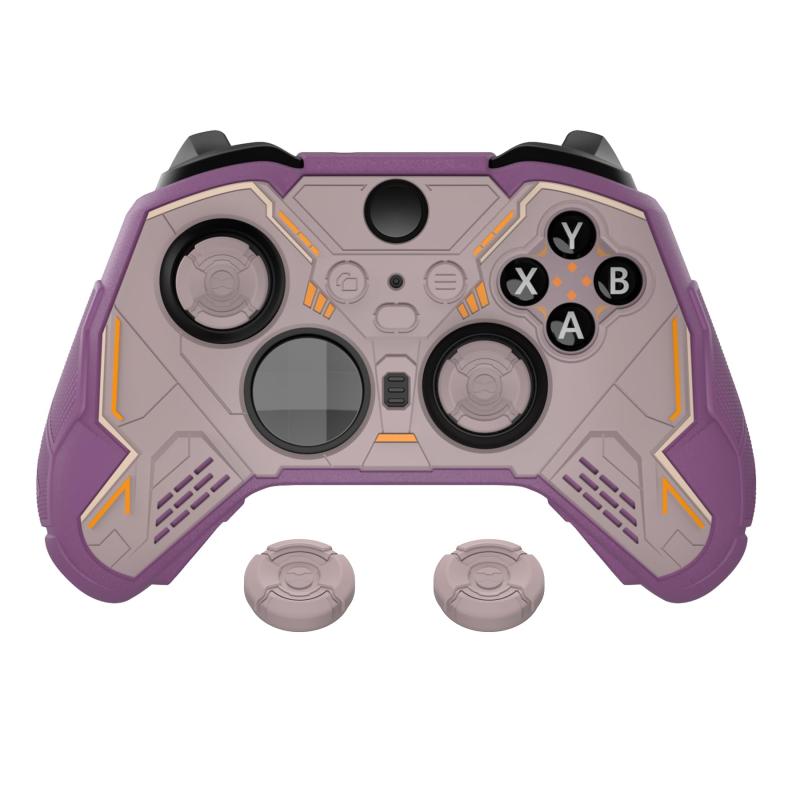 PlayVital Stellar Mecha Xbox Elite Series 2 対応 シリコン保護カバー Xbox Elite 2 対応滑り止めグリッププロテクター サムグリップキャップ2個＆ステッカーシール付属 メカニカルパープル...