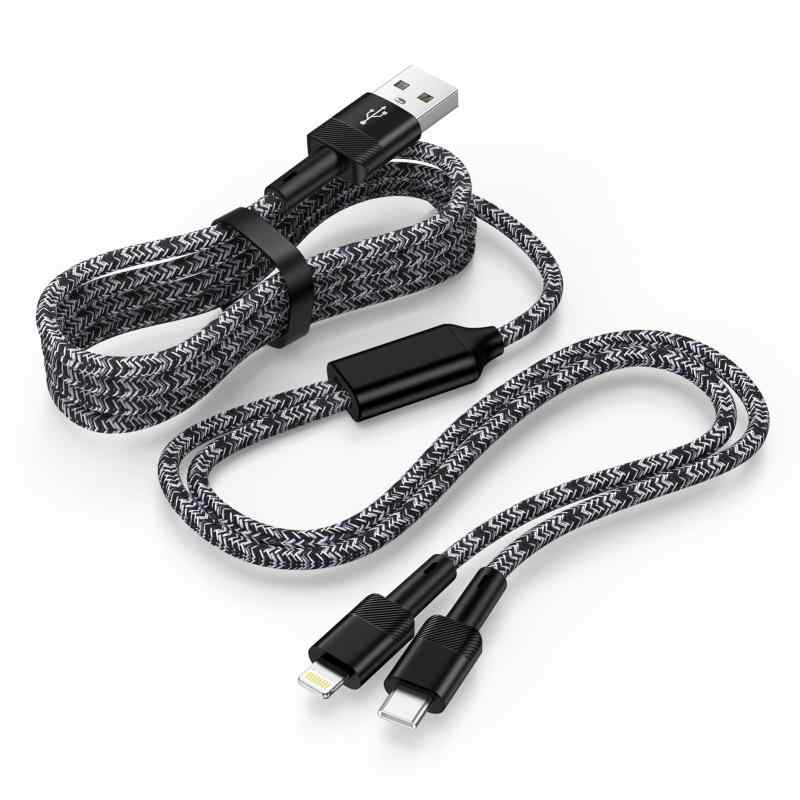 2in1 iPhone 充電ケーブル 1.2m 充電ケーブル 2.4A&amp;3A 急速充電 USB-A to USB-C &amp; Lightning ケーブル ライトニングケーブル Type-c アイフォン usb 充電コード 高耐...