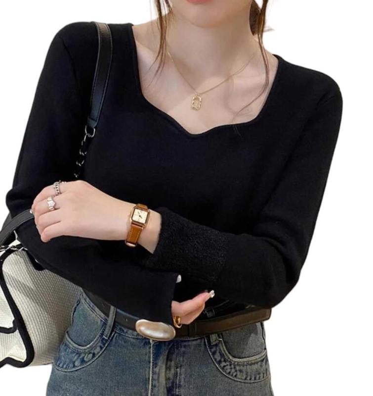 [YAYUPLUS] 裏起毛 ニット レディース スクエアネック ニットセーター 裏ボア シャギートップス 秋冬 長袖 オフィス カジュアル きれいめ 暖か 防寒 上品 大人 保温【秋冬の必須アイテム】裏ボアで驚異の保温性 肌に触れる部分が...