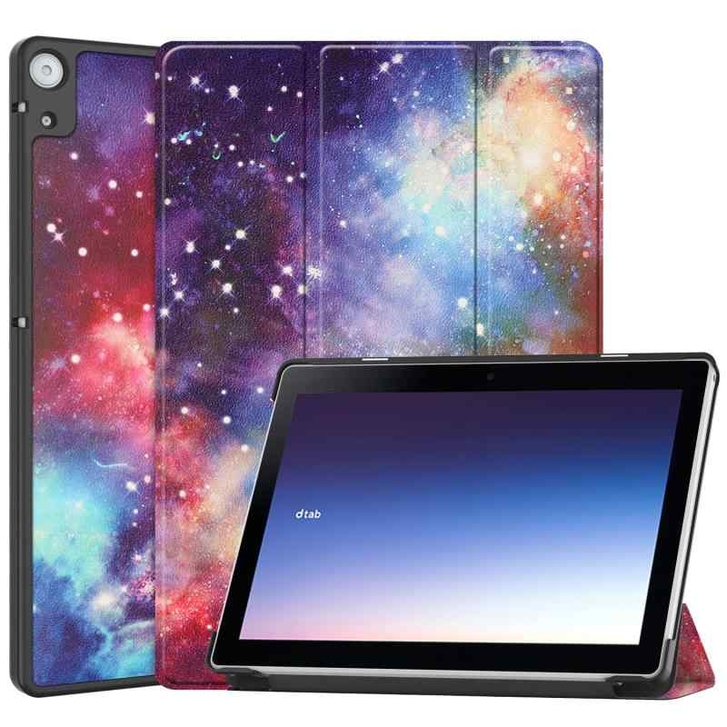 Gosento For NTTドコモ dtab d-51C / SHARP AQUOS SH-T04C 10.1インチ 2025年新型 ケース スタンド機能付き 開閉式三つ折薄型スタンドケース PUレザー カバー (YHX）