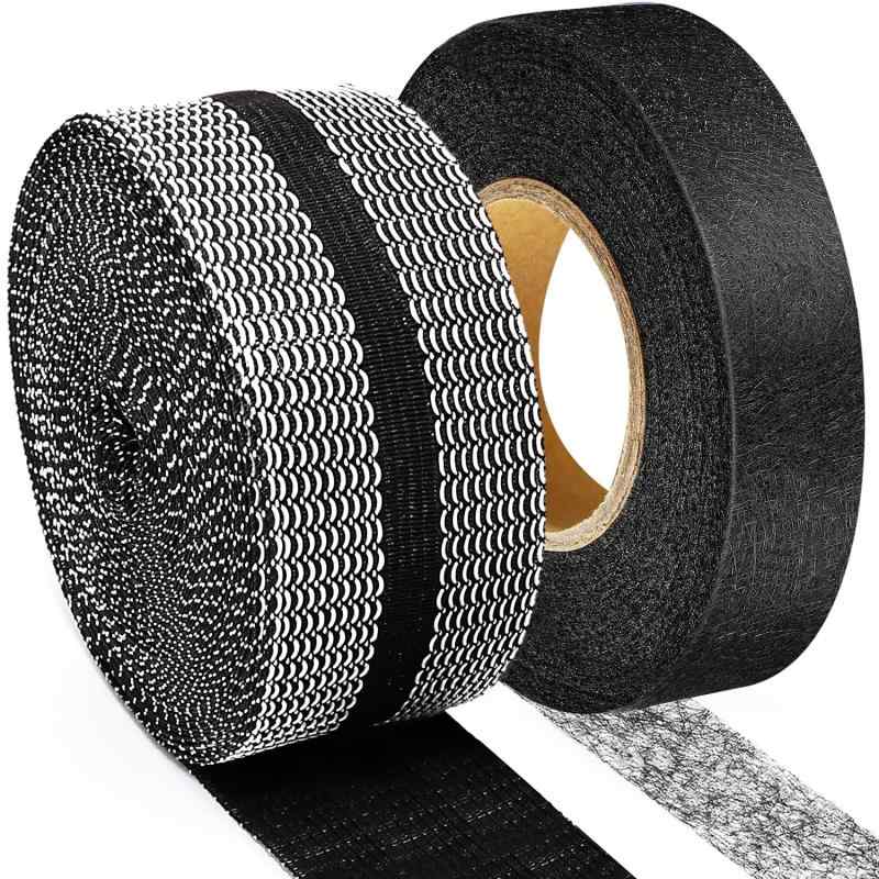 「簡単＆驚くほど強力ズボン裾上げテープセット」裾上げテープ4cm幅x7mと接着芯テープで、アイロンで簡単にズボンの裾上げをおこなえるブラックカラーで日本語取扱説明書付き ブラ【新型の裾上げテープ＆接着芯テープ 強力接着セット】従来型の幅23...