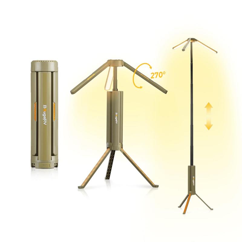 【防災認定】BougeRV ledライト キャンプランタン 三脚付き ledランタン 充電式 投光器 照明方向調節 折りたたみ可能 15600mAH大容量バッテリー内蔵 スタンド付き 自立可能 高さ調整 調光可能 2色🌟【高...