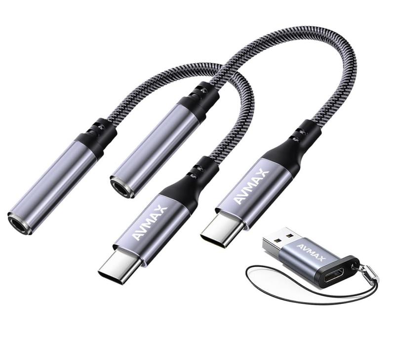 AVMAX USB C - 3.5mm オーディオヘッドホンアダプター HiFi Type c to Auxメスケーブル Phone 16 15 Plus Pro Max Pad S24 S23 S22 S21 S20 Ultra Pixe...