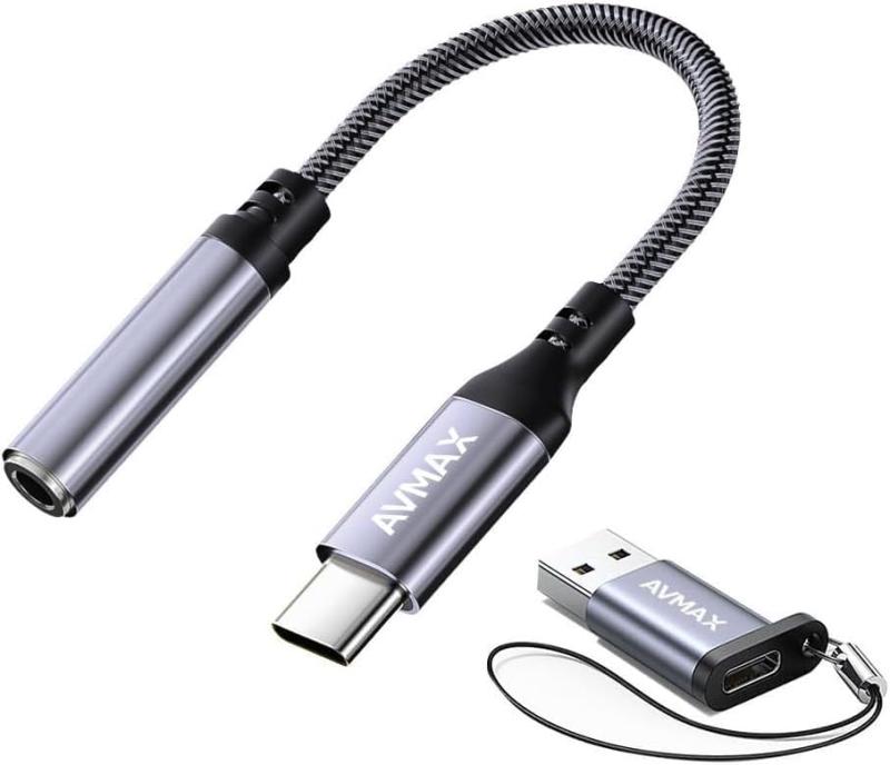 AVMAX USB C - 3.5mm オーディオヘッドホンアダプター HiFi Type c to Auxメスケーブル Phone 16 15 Plus Pro Max Pad S24 S23 S22 S21 S20 Ultra Pixe...