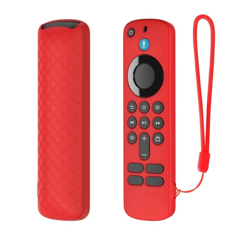 リモコンカバー For Fire TV Stick HD/4K 用 シリコン製 保護ケース リモコン フック穴付き 滑り止め 防水 耐衝撃 保護ケース 丸洗い 全体保護 リモコン シェル (レッド)互換性・簡単装着：Fire TV Stic...