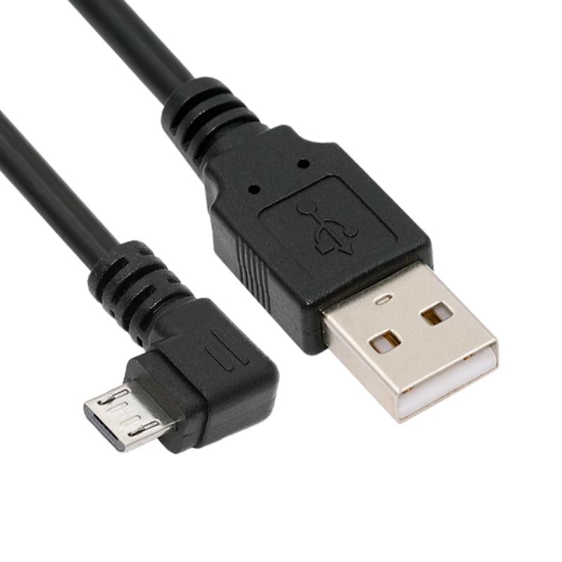Cablecc 直角 90 度 Micro USB 5 ピン - USB 2.0 データ充電ケーブル 電話 タブレット用 480Mbps 転送速度 (100cm)ケーブル長さ 100cm。電話やタブレット用の 90 度角度付き Micro ...