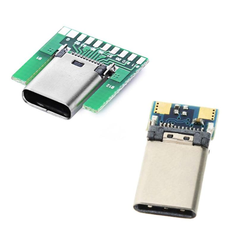 chenyang USB C DIY コネクター USB 3.1 Type C 24ピン オスプラグ &amp; メス ソケット ポート 修理 交換用 はんだアダプター PCBボード付きDIY 24ピン USB 3.1 Type C オス&...