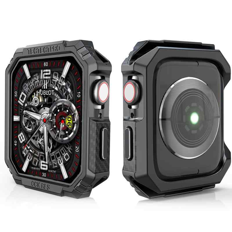 BUITFOU For Apple Watch ケース 45mm アップルウォッチ TPU 保護ケース Series 9/8/7 対応「メカニカルさ」カーボンろう付けパターン TPU素材 落下 衝撃 吸収 すり傷 防止 耐衝撃 米軍 MIL...