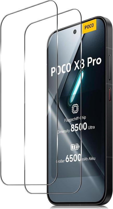 Gosento For POCO X8 Pro フィルム【2枚セット】2.5Dラウンドエッジ加工 日本旭硝子素材AGC 高透過率 強化ガラスフィルム 硬度9H【対応機種】POCO X8 Pro の曲面エッジによるフィルムの剥がれ・浮き防止、...