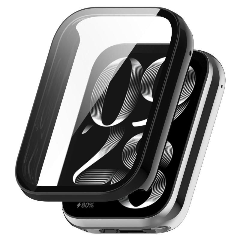 YAODLE For Xiaomi Band 8 Pro カバー シャオミ(Xiaomi) Band 8 Pro ケース PC素材 カバー ガラスフィルム一体型 全面保護 二重構造 防塵 日本旭硝子材 キズ防止 軽量（ブラック）対応機種：本...