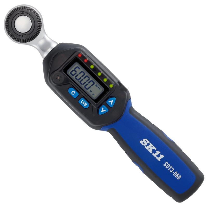 SK11(エスケー11) デジタルトルクレンチ 差込角 9.5mm 3~60N・m SDT3-060用途:バイクなどのタイヤ交換や、ボルト・ナットの締付けトルク値の測定作業差込角:9.5mm(3/8インチ)測定範囲:3~60N・m測定精度:...