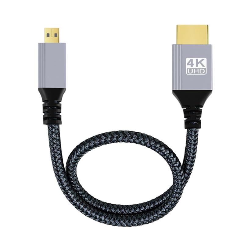 NFHK 4K 60hz HDMI 2.0 オス - マイクロ HDMI タイプ D オス ケーブル スリーブ ストレート コネクタ付き HDTV コンピューター ラップトップ モニター用 200CMコネクタ: 高速 HDMI-A 19 ピ...