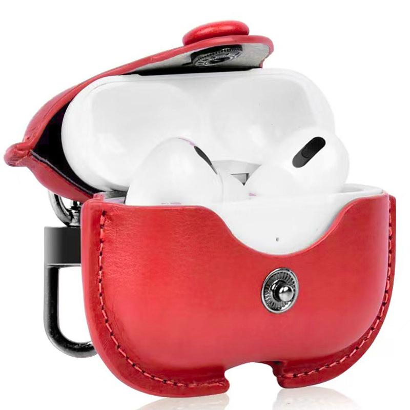 YAODLE For AirPods Pro ケース 第3世代 (2025) エアーポッズプロ 3 ケース 本革 高級 PU革 全面保護 耐衝撃 ワイヤレス充電対応 前面LEDランプが見(レッド)AirPods Pro 3 ケース カバー ...