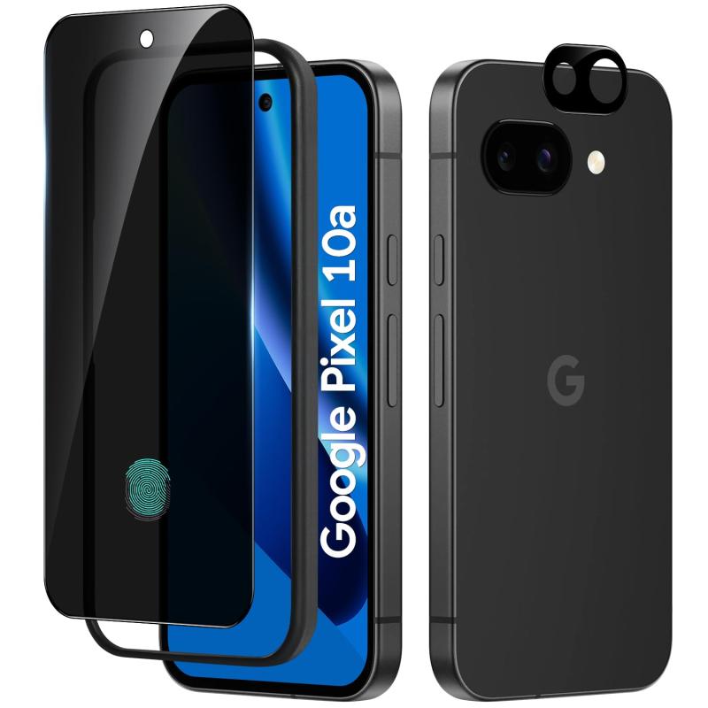 Boiyiklonn 覗き見防止 Google Pixel 10a 用 ガラスフィルム【1枚】＋ カメラフィルム【1枚】 旭硝子製 のぞき見防止 指紋認証対応 二重強化 硬度9H 耐衝撃 飛散防止 貼り付け簡単 指紋防止 グーグル【超お得な...