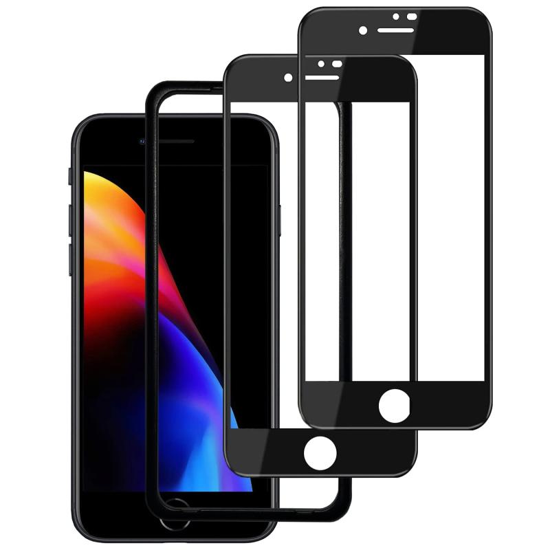 DXFAU 【2枚セット】 iPhone SE第3世代 / SE第2世代 iPhone 8/7用 強化ガラスフィルム 4.7インチ対応 高精細 全面保護フィルム 高透過率 液晶画面 硬度9H 滑らかなタッチ操作 指紋付着防止 飛散防止 【対...