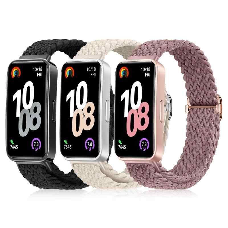 [AGUPERFIT] コンパチブル Huawei Band 10/9/8 バンド - 3本セット、ナイロン編み伸縮性交換ベルト 無段階に調整なステンレススチールループ付き エレガントで快適な ファーウェイバンド 10/9/8に対対応機種:...