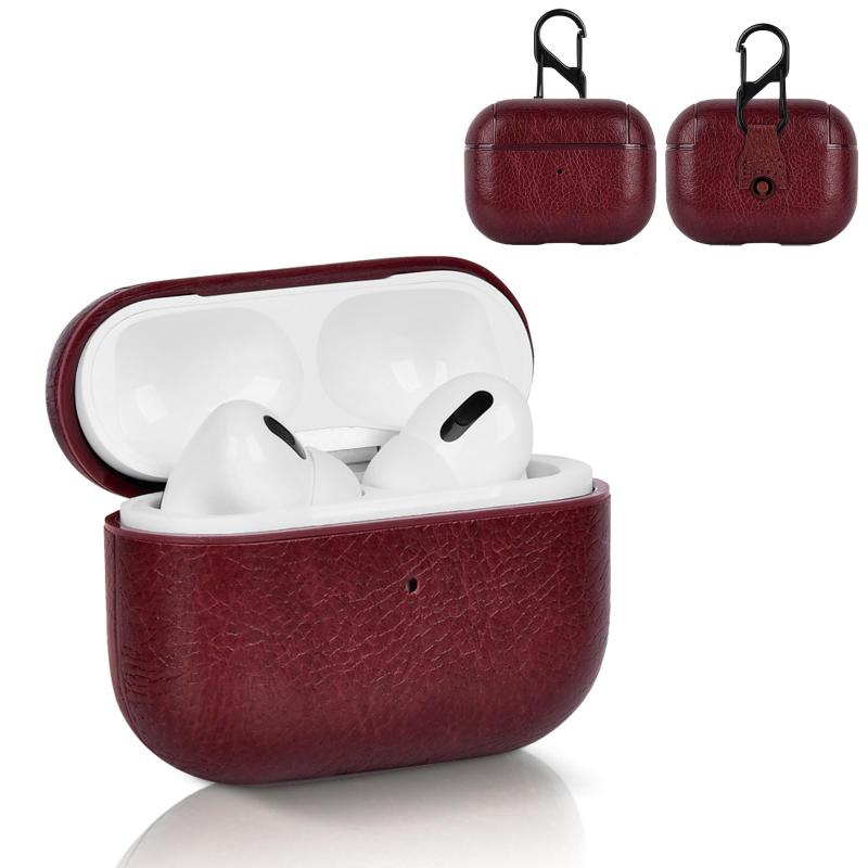 BUITFOU For AirPods Pro 3 用 ケース(2025)エアーポッズプロ3 ケースPU革 AirPods Pro 3 レザー キズ防止 耐衝撃 防塵 軽量 紛失防止 持ち運び便利(レッド)対応機種：AirPods Pro（...