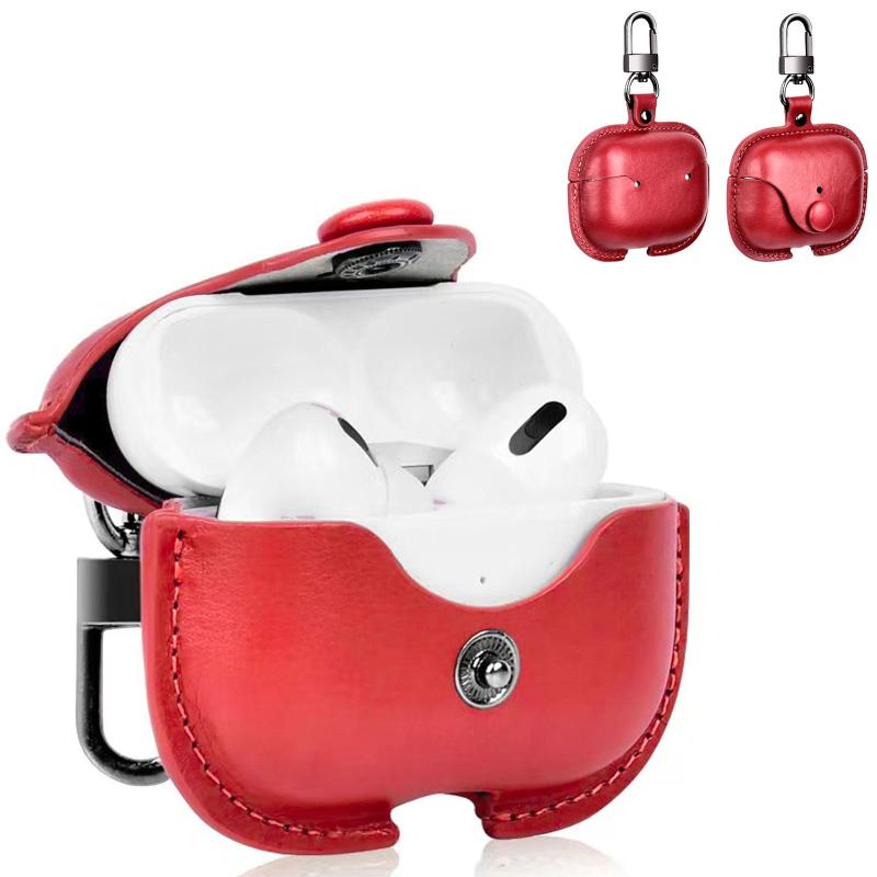 UIUIKA AirPods Pro 2 用 ケース(2023/2022)エアーポッズプロ2 ケース本革 PU革 AirPods Pro 2 レザーケース カバー 落下防止 耐衝撃 LEDライト可視 持ち運びに便利(レッド)【対応機種】Ai...