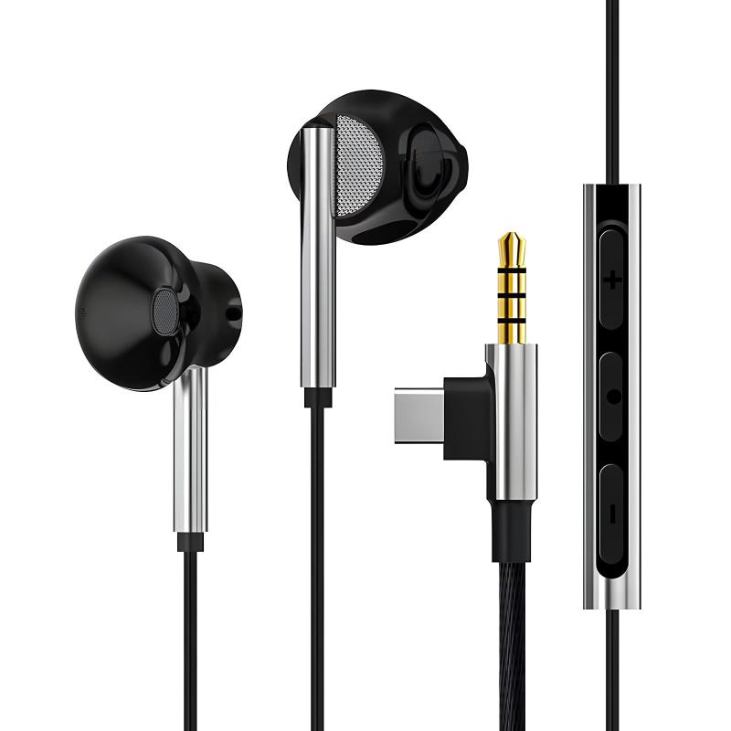 Yangoo イヤホン 有線 マイク付き 【3.5mmプラグ + Type Cプラグ‌ デュアルプラグ搭載】 USB Type C イヤホンマイク インナーイヤー型 ハイレゾ 通話可能 音量調整 耳が痛くならない 幅広いデバイ【デュアルプラ...