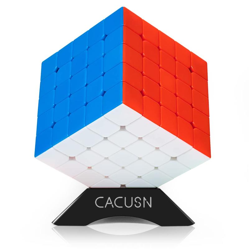 CACUSN 立体パズル 5x5x5 回転スムーズ 競技用キューブ 世界基準配色 スタンド付き ステッカーレス高速かつスムーズな回転: 5x5のステッカーレスキューブは、高品質のベアリングシステムを採用しており、素早く滑らかな回転を実現しま...
