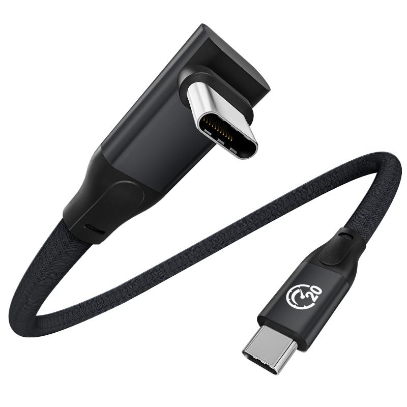 USB C ケーブル 短い 30CM L字 USB C 3.2 Gen 2x2 20Gbps高速データ転送 240W PD3.1超高速充電 4K@60Hz映像出力 30センチ Type C オス - オス 90度 タイプ C 直角ケーブル ...