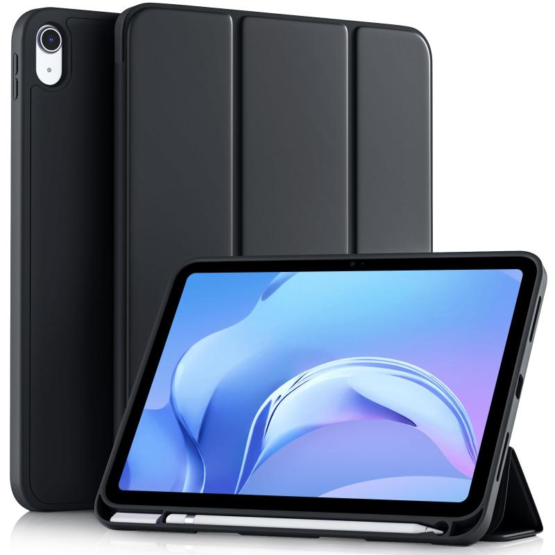 Maledan 対応iPad a16 ケース 2025モデル - 11/10.9インチ 三つ折りスタンド ペンシル収納ホルダー付き 軽薄 軽量 オートスリープ機能対応 耐衝撃 対応iPad 10世代 ケース ブラック【対応機種】対応iPad...