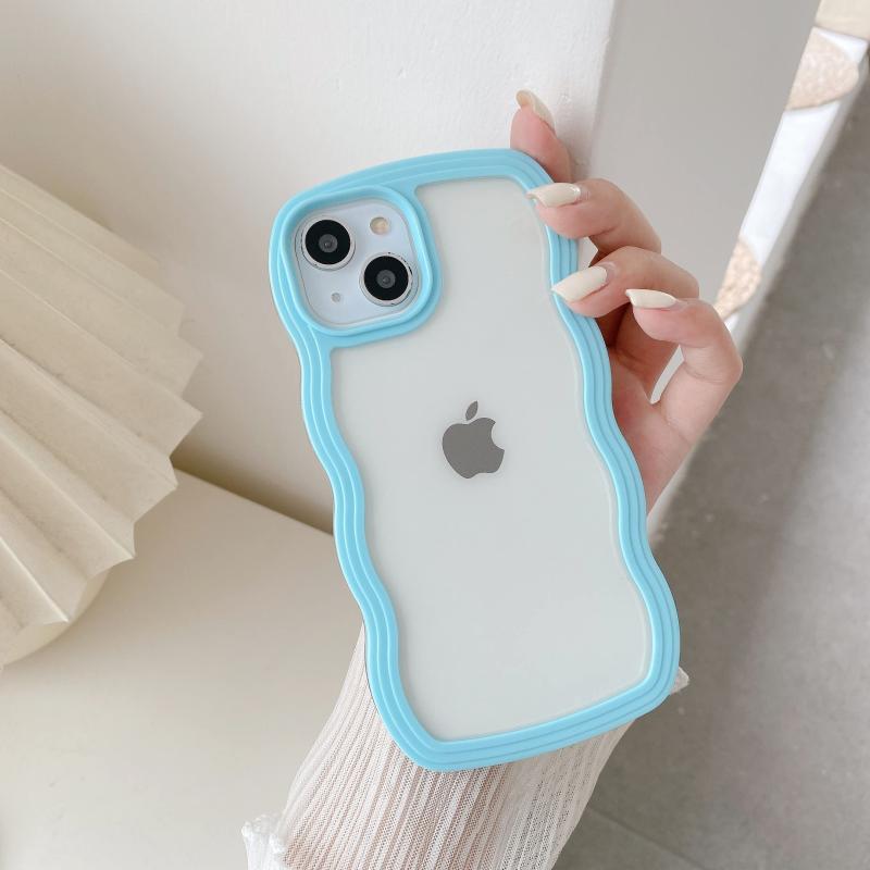 QLTYPRI iPhone 15ケース クリア TPUカバー おしゃれ 韓国 可愛い 透明 薄型 軽量 耐衝撃 スマホケース ワイヤレス充電対応 ストラップホール付き アイフォン 15 ケース 6.1インチ 対応 - ブルー【対応機種】i...